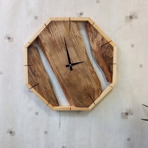Chestnut Wall Clock,octagon Wall Clock,custom Made Wooden Framed,wall ...