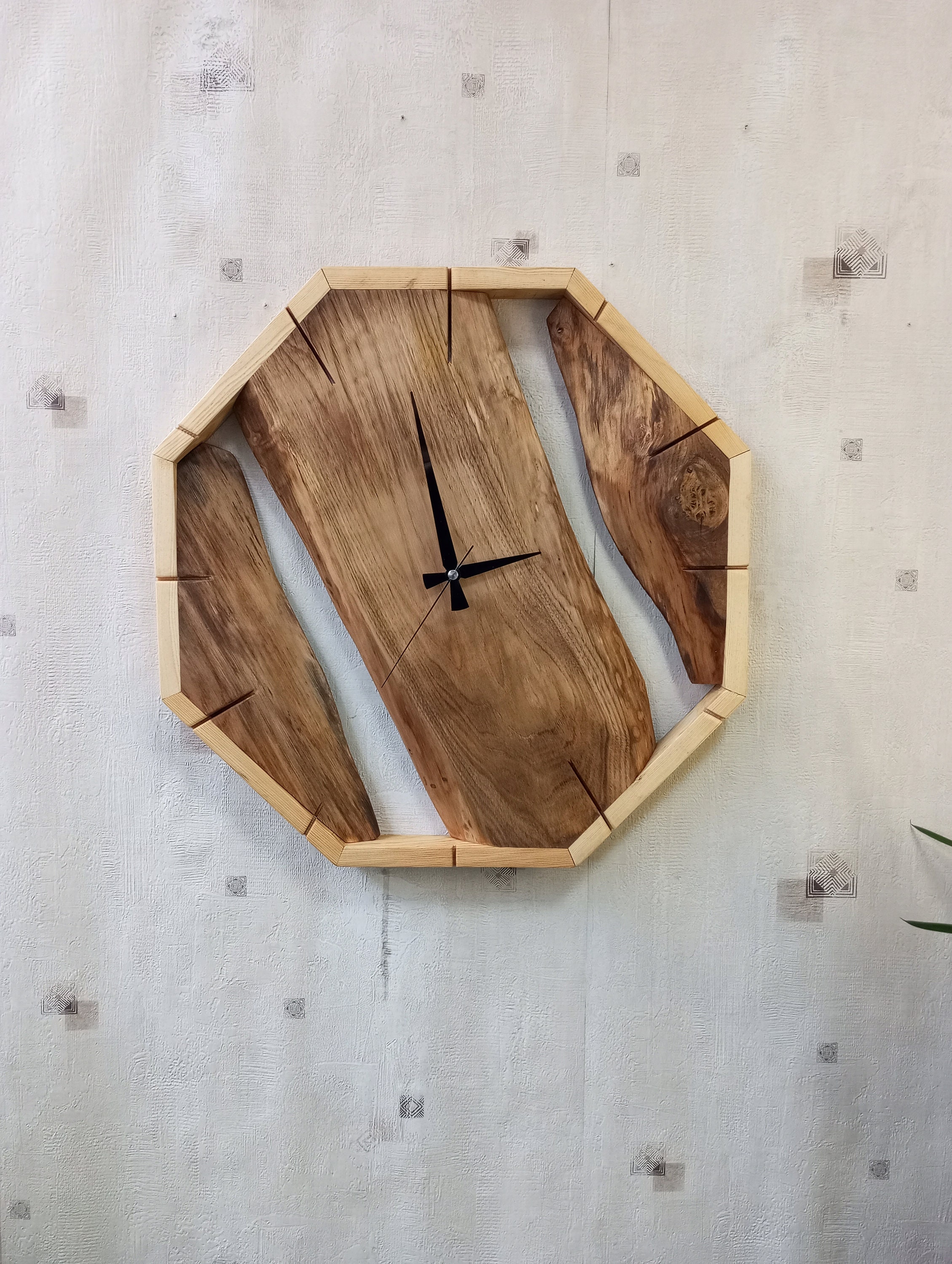Chestnut Wall Clock,octagon Wall Clock,custom Made Wooden Framed,wall ...