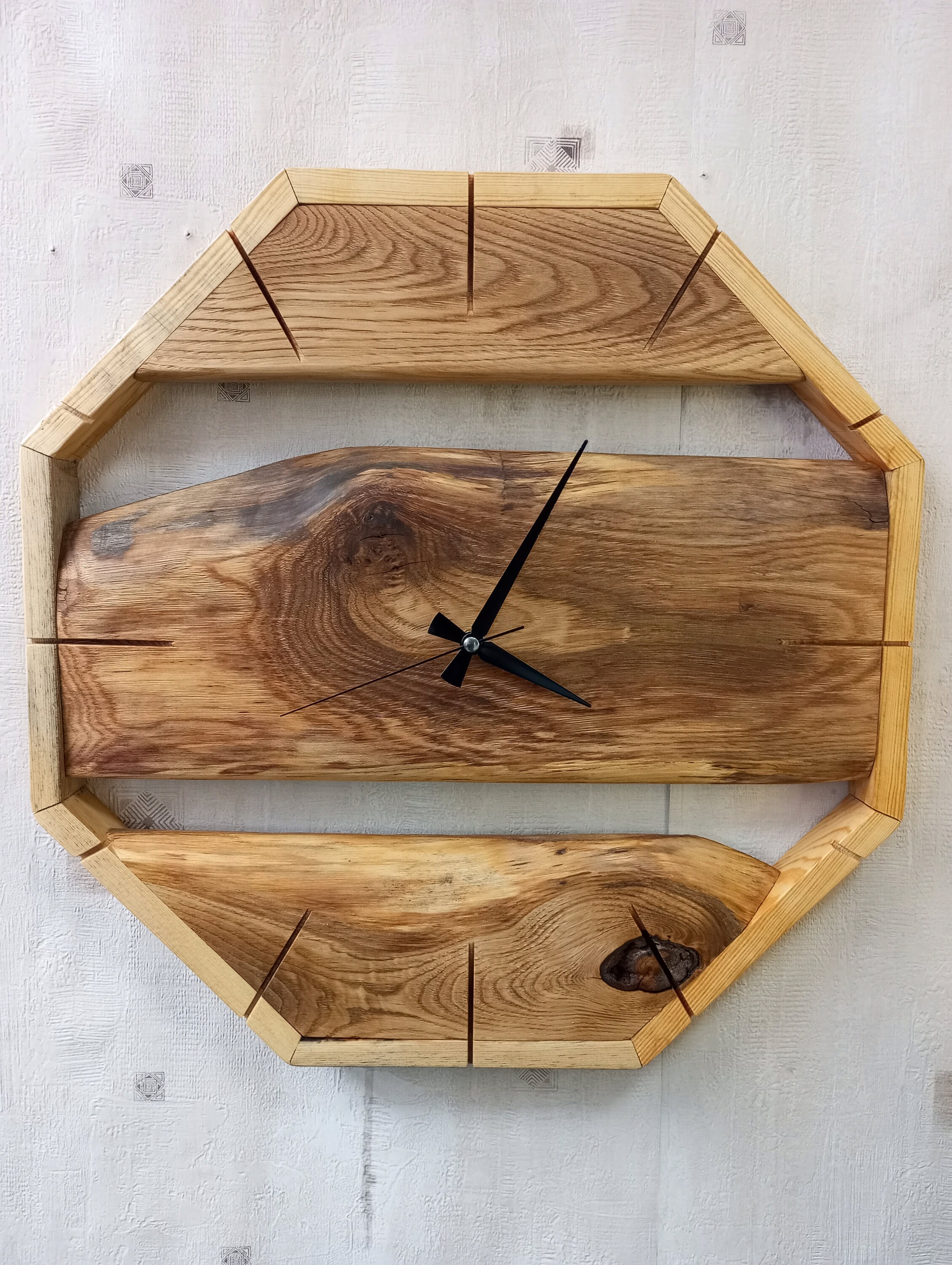Chestnut Wall Clock,octagon Wall Clock,custom Made Wooden Framed,wall ...