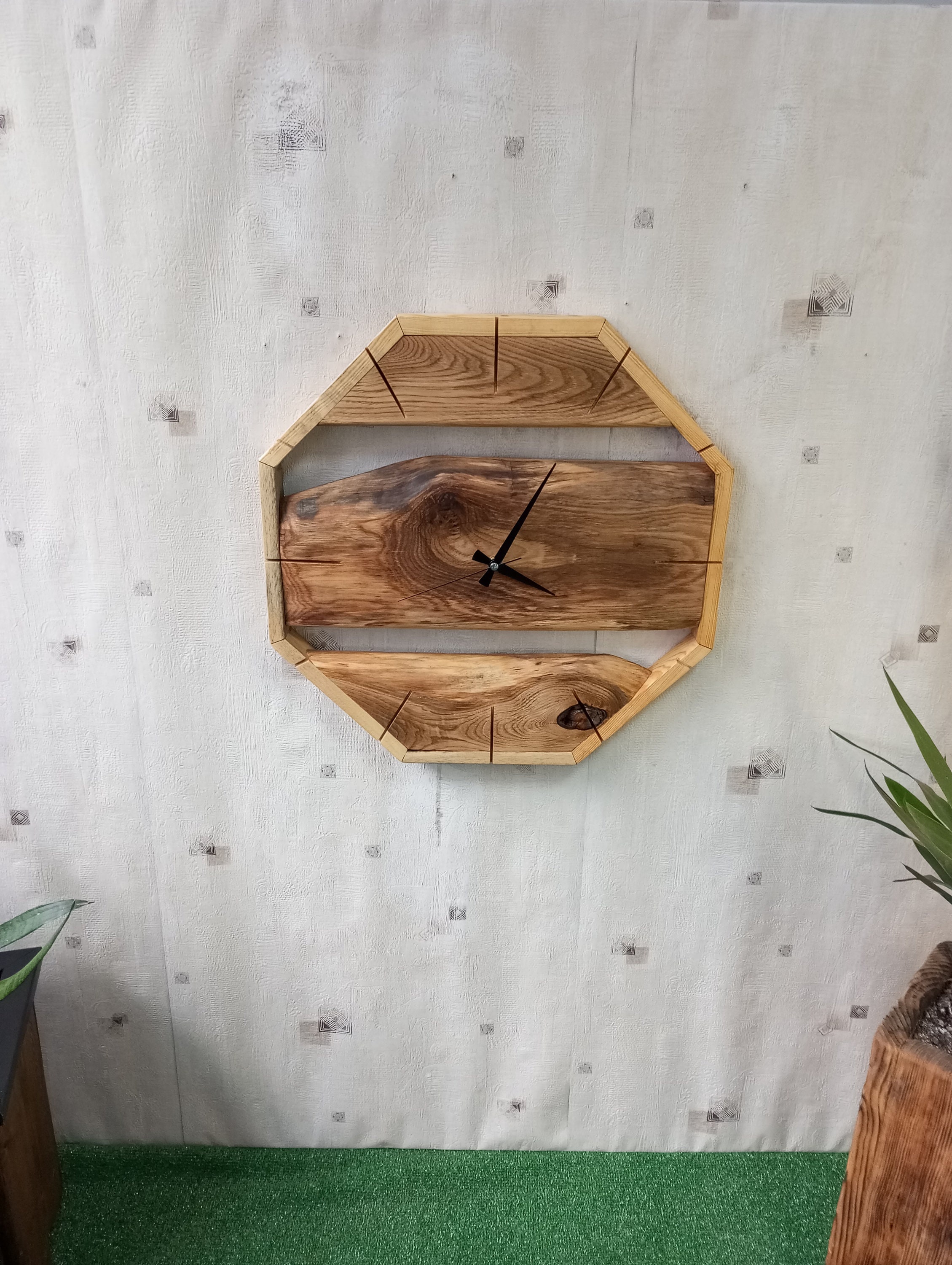 Chestnut Wall Clock,octagon Wall Clock,custom Made Wooden Framed,wall ...