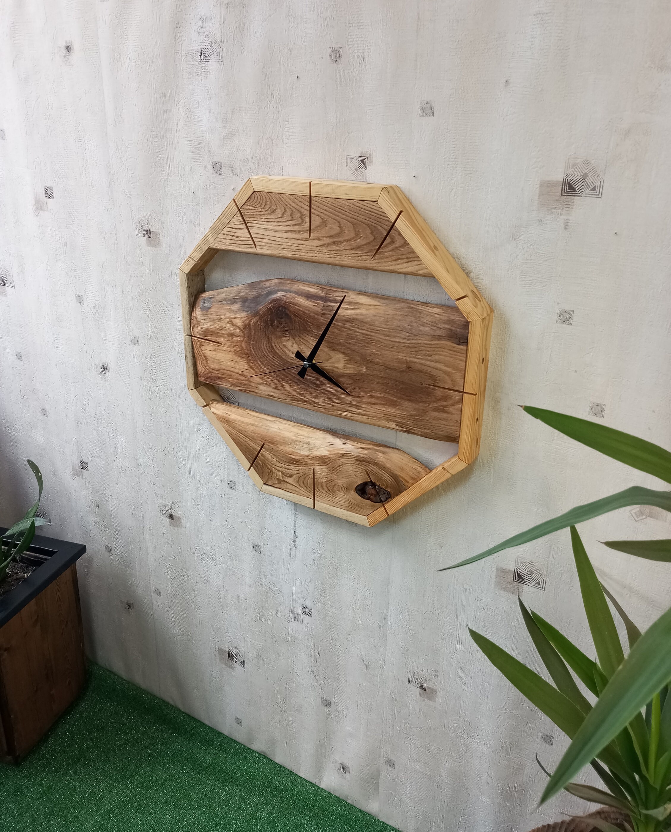 Chestnut Wall Clock,octagon Wall Clock,custom Made Wooden Framed,wall ...