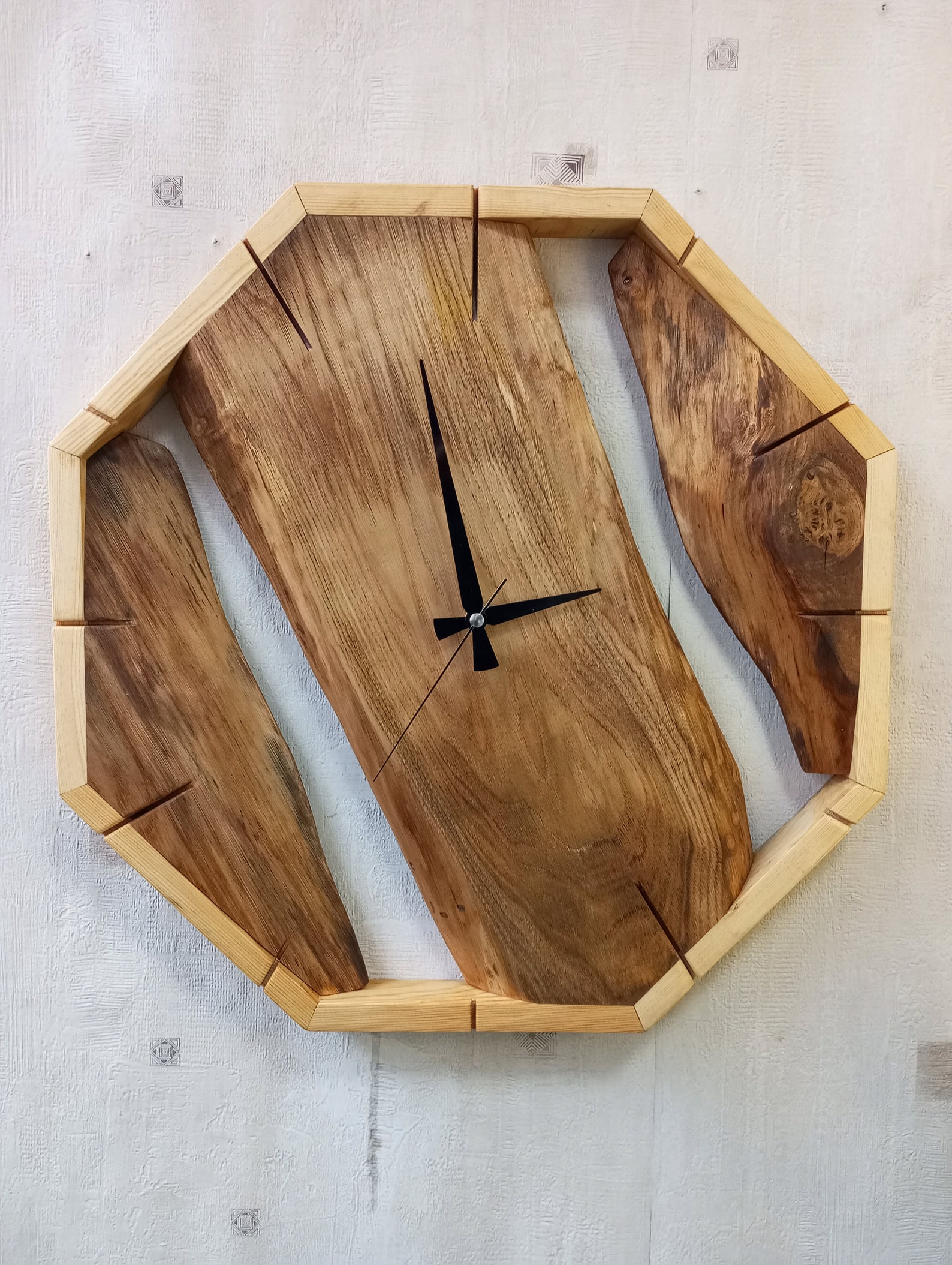 Chestnut Wall Clock,octagon Wall Clock,custom Made Wooden Framed,wall ...