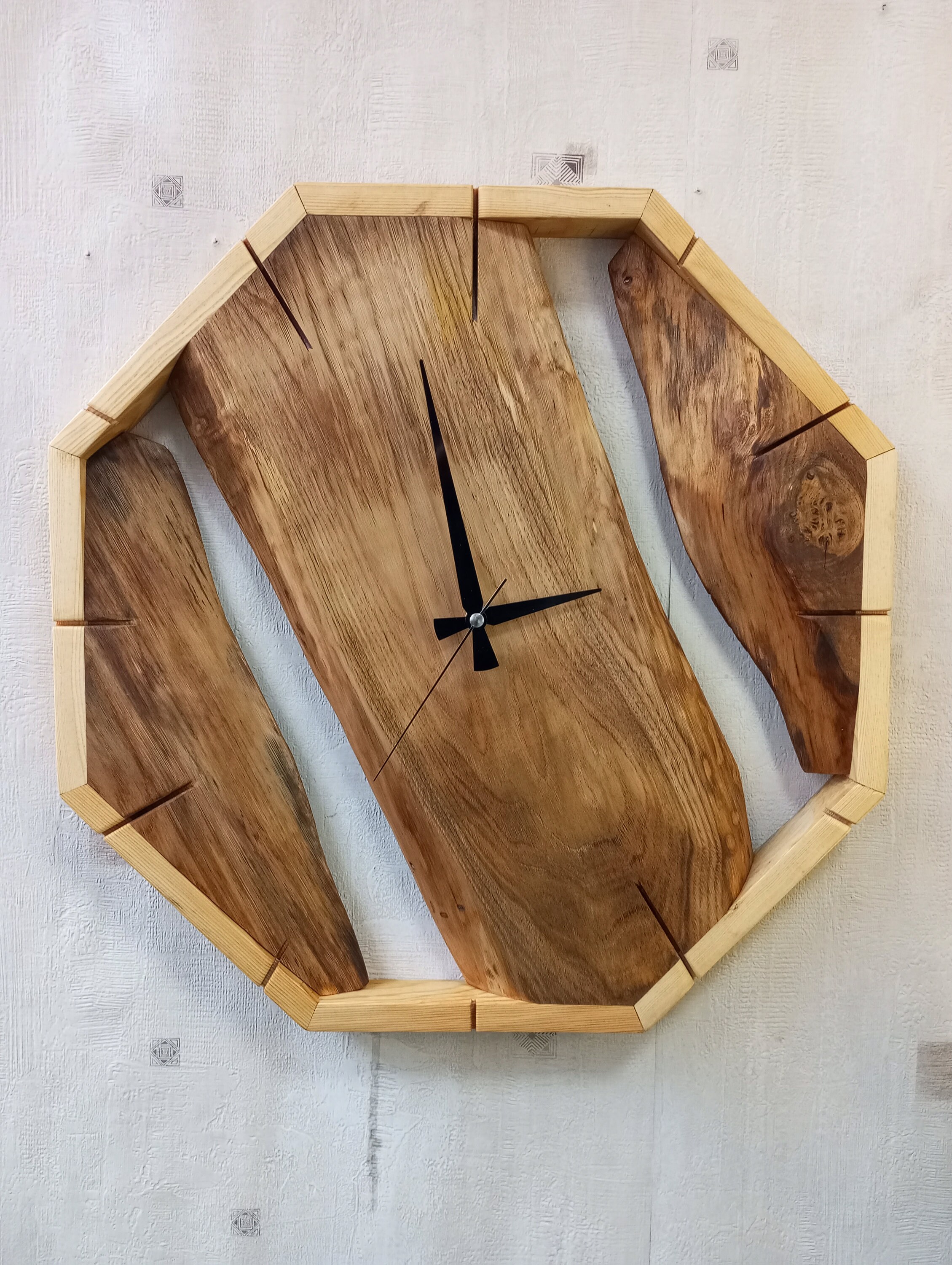 Chestnut Wall Clock,octagon Wall Clock,custom Made Wooden Framed,wall ...