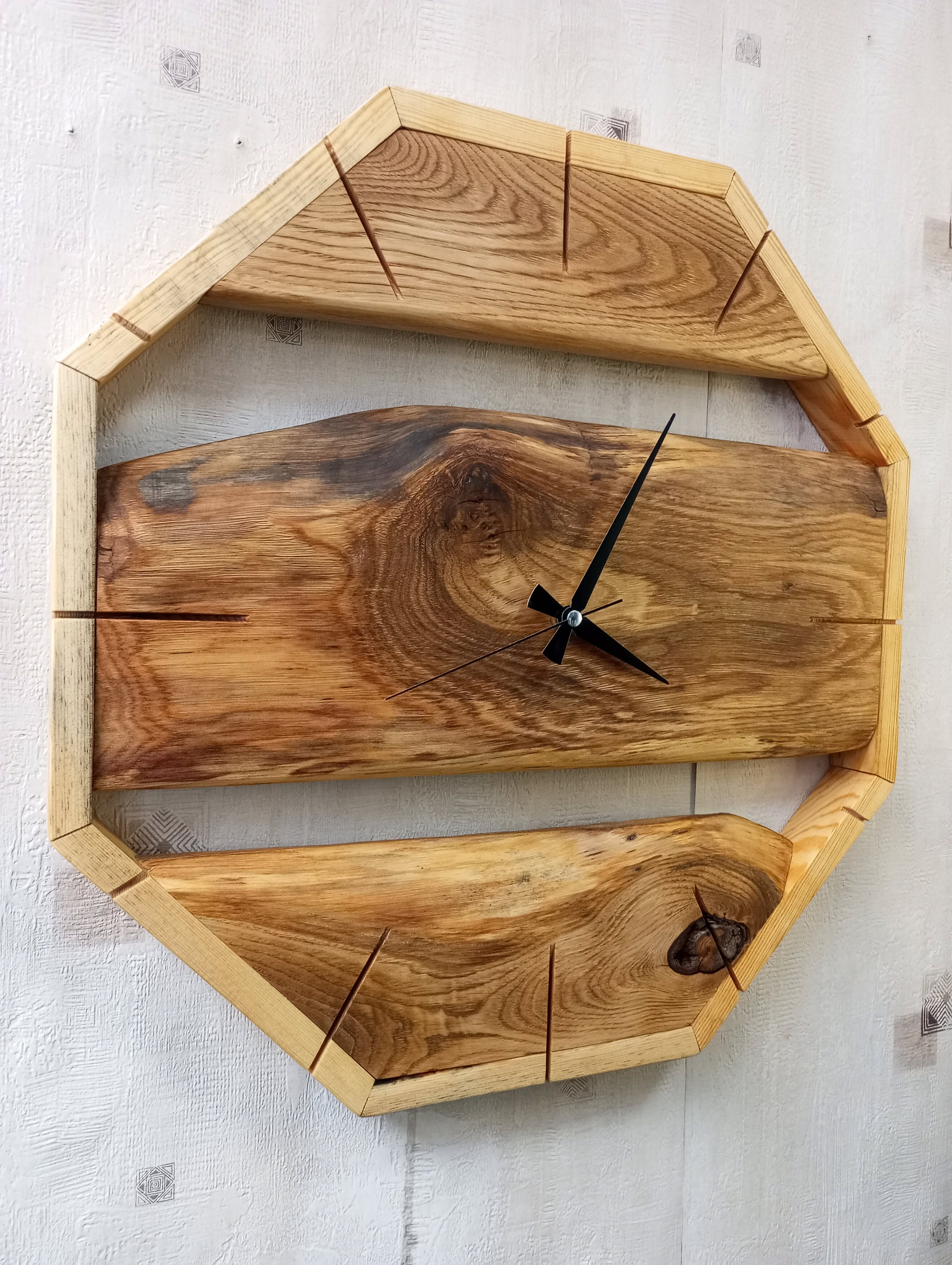 Chestnut Wall Clock,octagon Wall Clock,custom Made Wooden Framed,wall ...