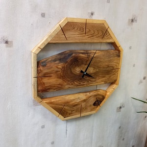 Chestnut Wall Clock,octagon Wall Clock,custom Made Wooden Framed,wall ...