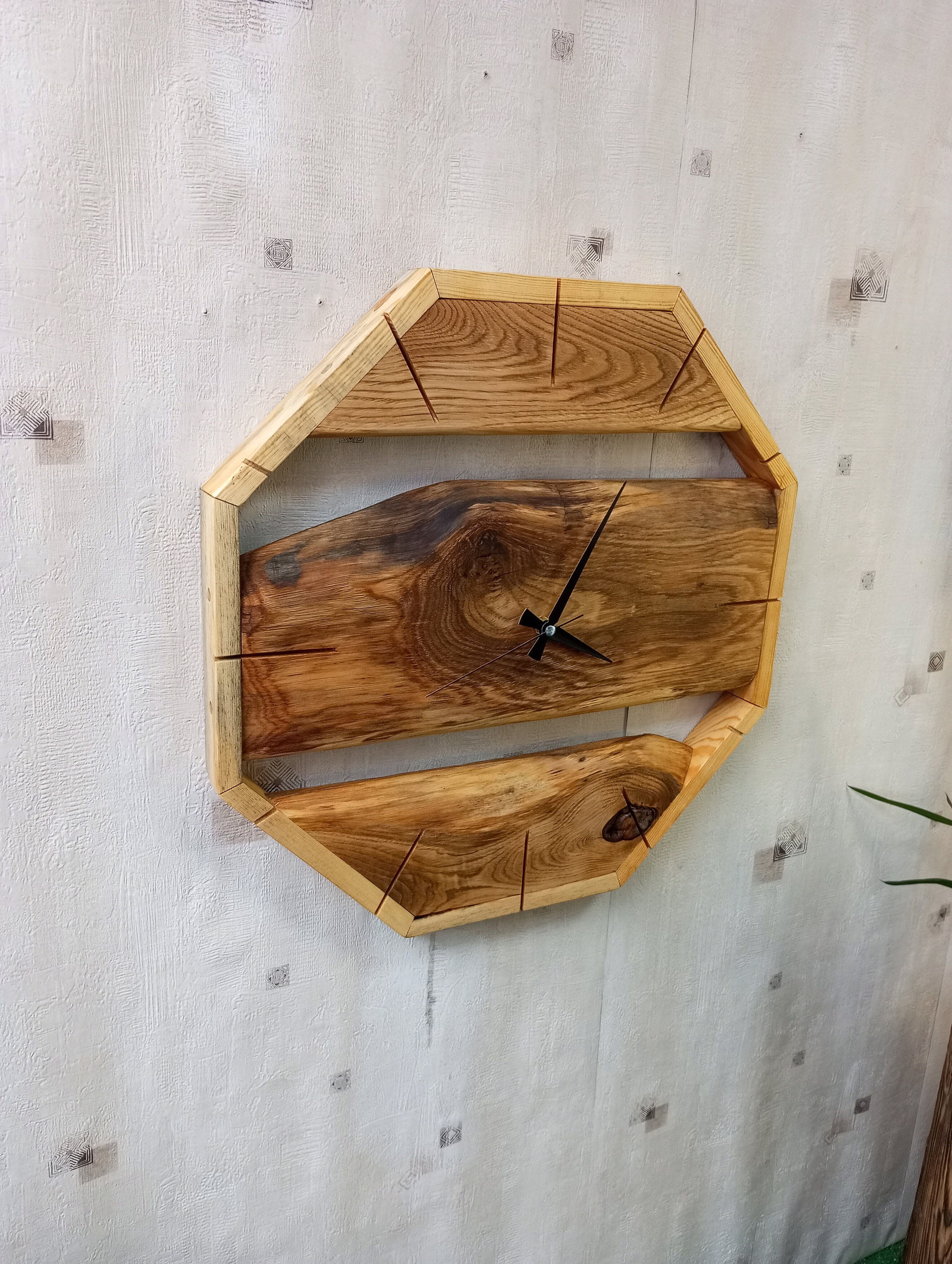Chestnut Wall Clock,octagon Wall Clock,custom Made Wooden Framed,wall ...