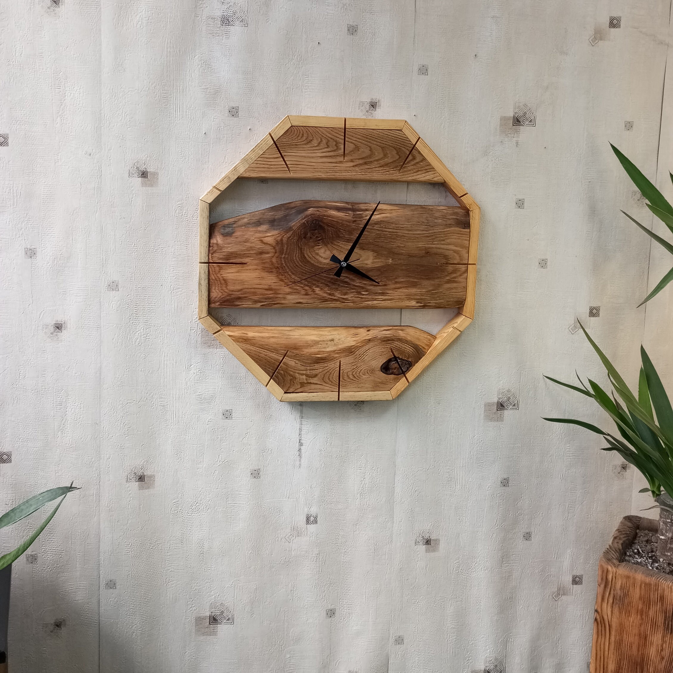 Chestnut Wall Clock,octagon Wall Clock,custom Made Wooden Framed,wall ...