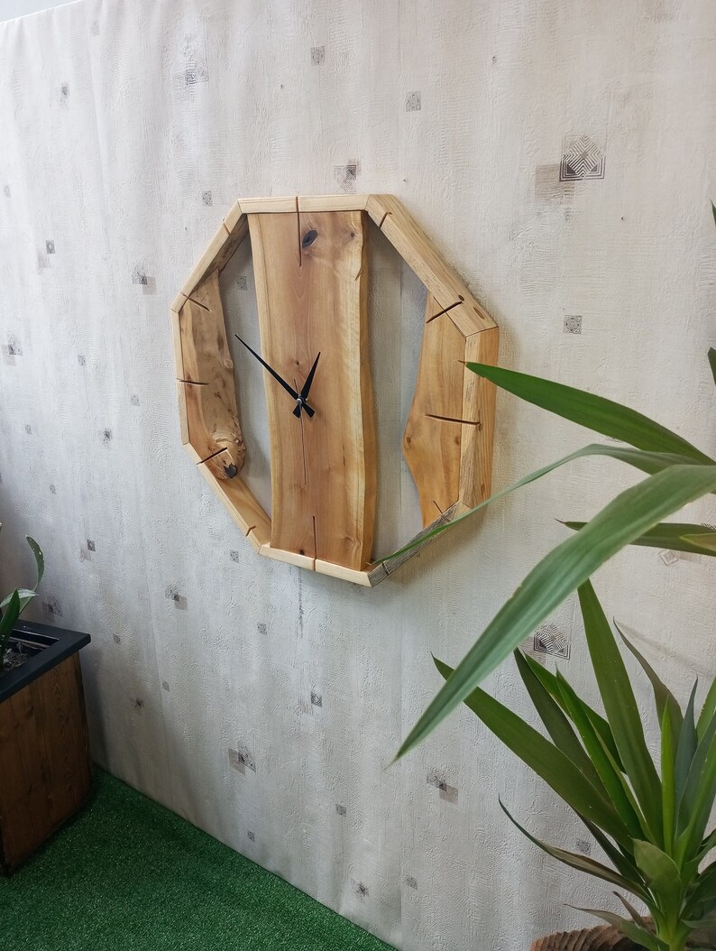 Walnut Wooden Wall Clock,octagon Wall Clock,custom Made Wooden Framed ...