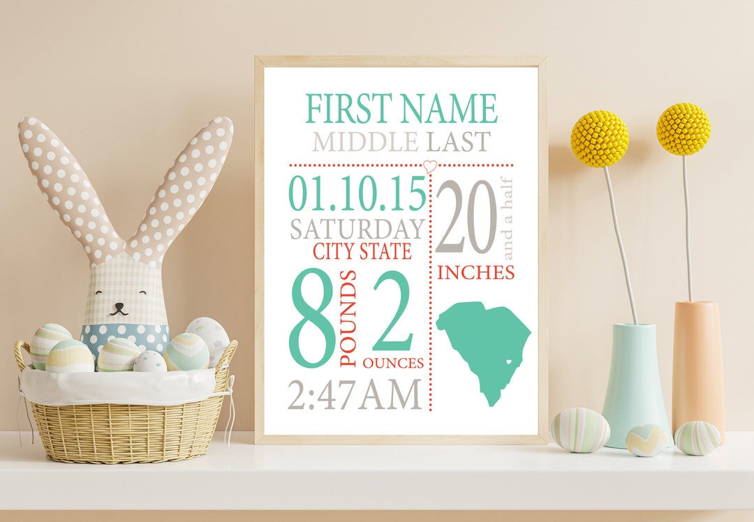 Printable Baby Stats Wall Decor - Etsy