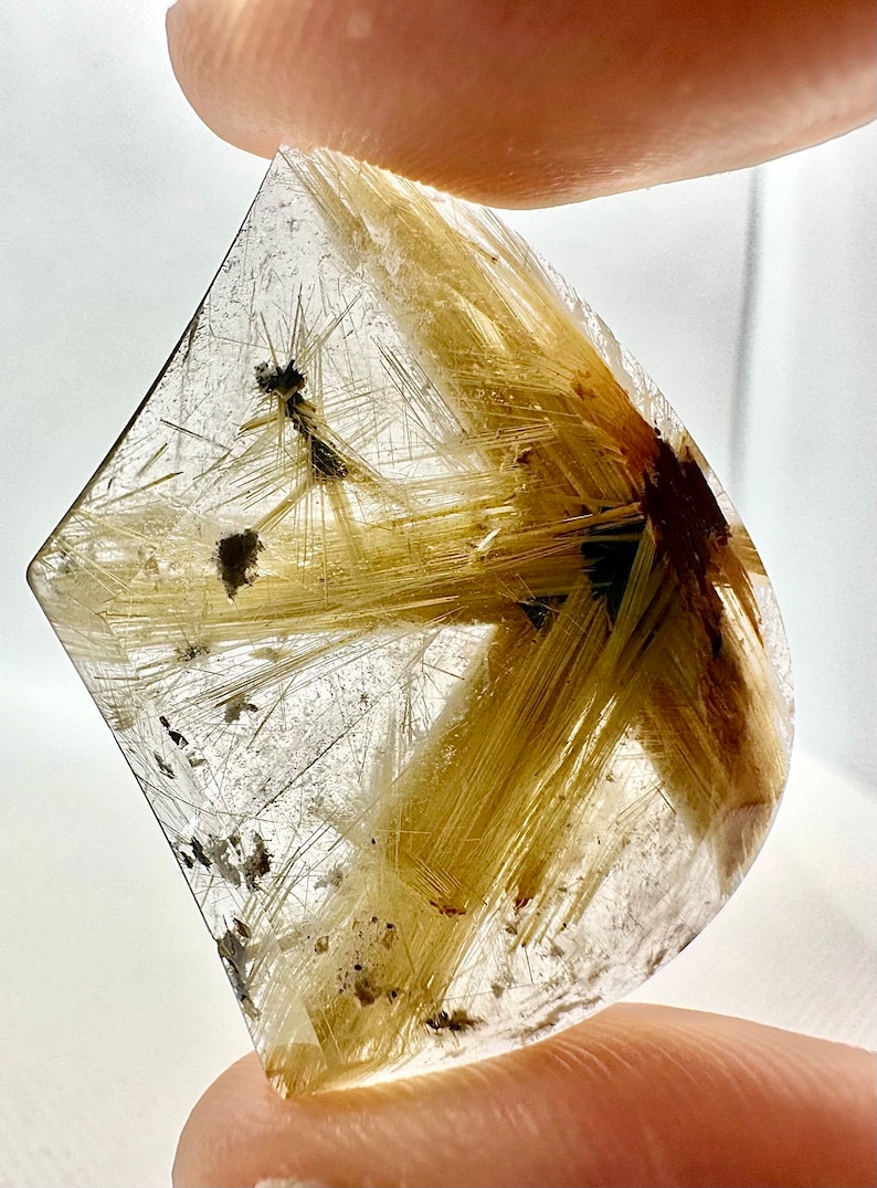Gold Star Rutile Quartz Cabochon Gemstone / Natural Golden Rutilated ...