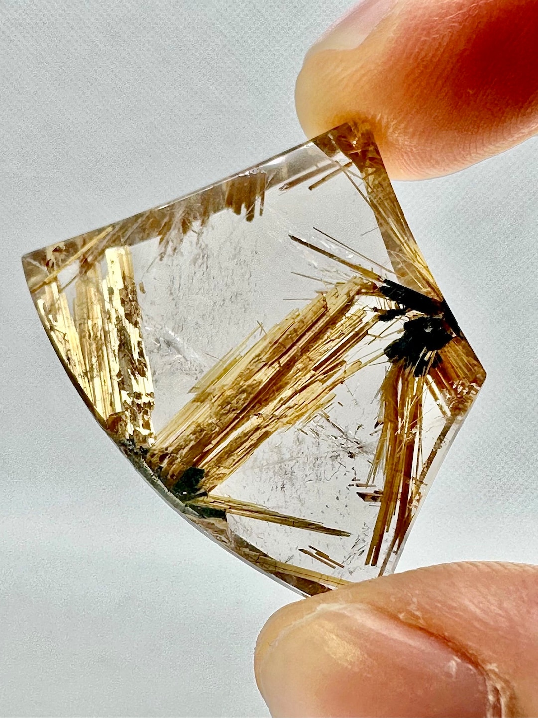 Gold Star Rutile Quartz Cabochon Gemstone / Natural Golden Rutilated ...