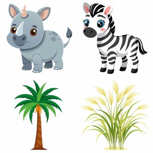 Bundle of Clipart Cute Safari Animals.african Animals Png and Svg to ...