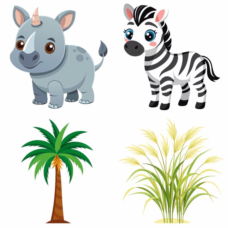 Bundle of Clipart Cute Safari Animals.african Animals Png and Svg to ...
