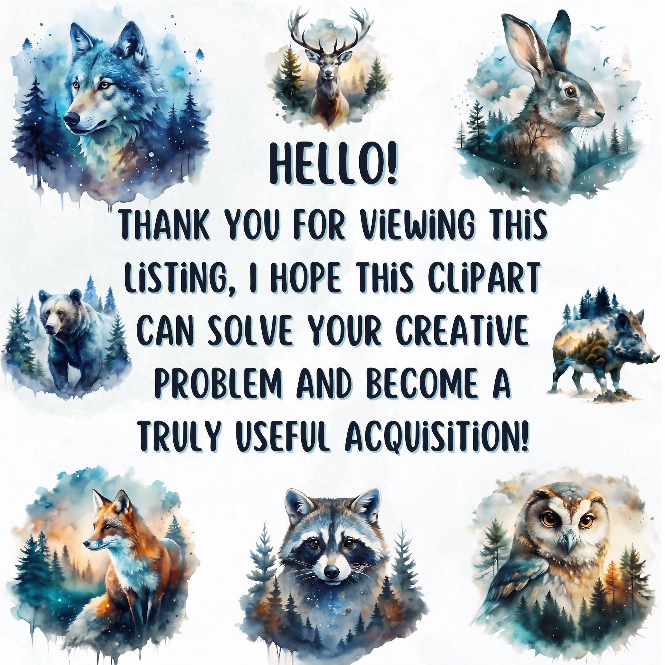 Woodland Animals Clipart Bundle. Png Woodland Animals to Create Posters ...