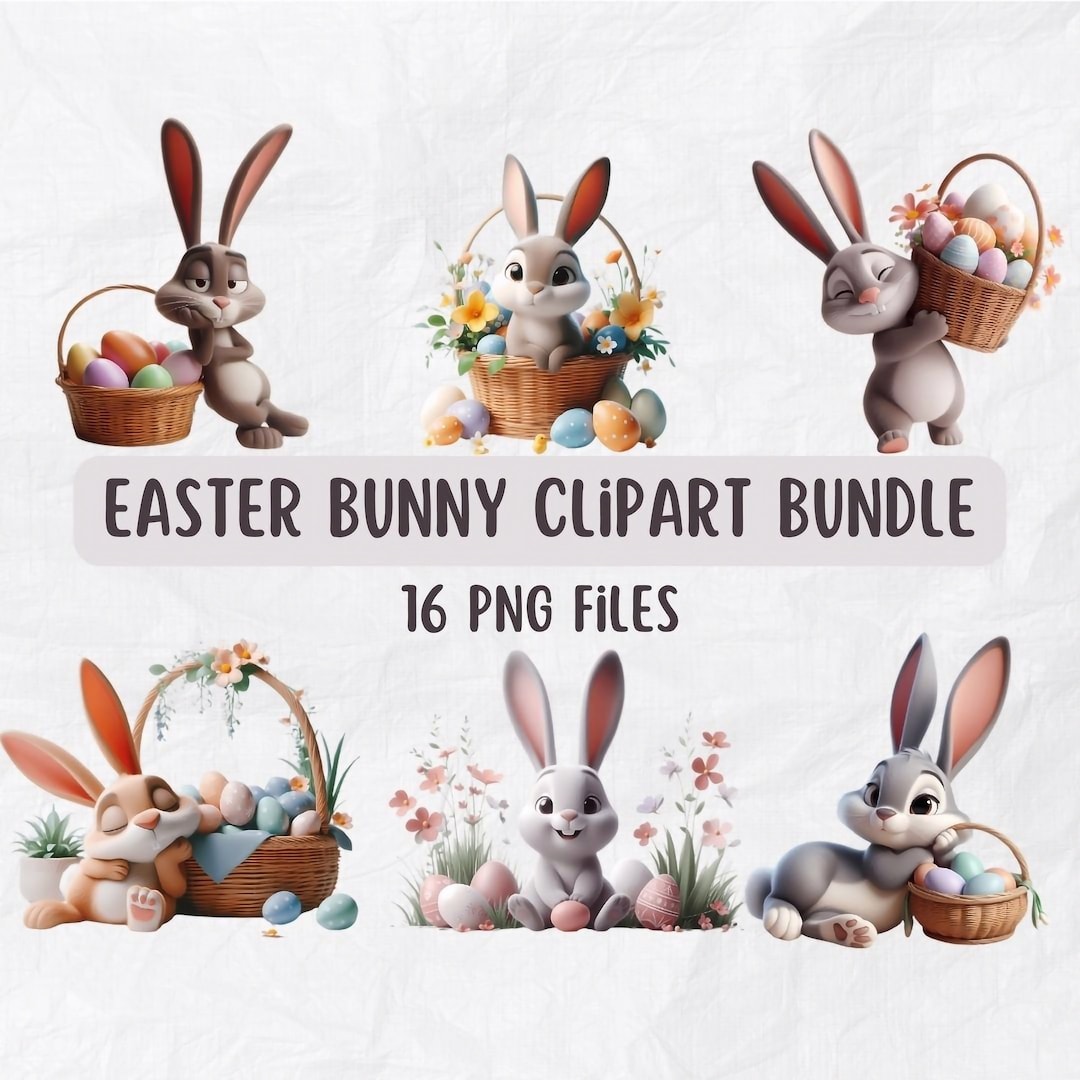 Easter Bunny Clipart Collection,easter Clipart,easter Eggs Png,digital ...