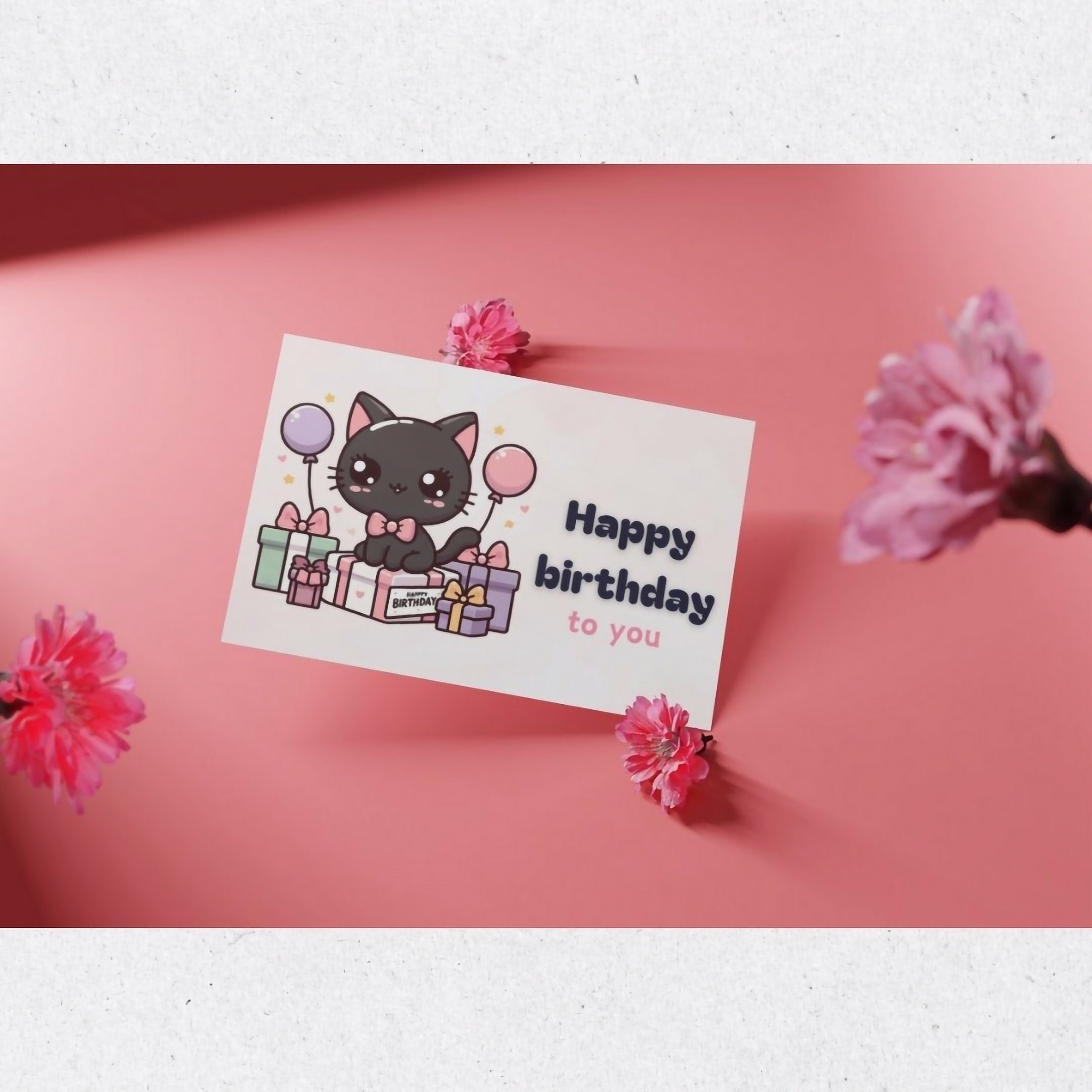 Birthday Card for Digital Download, Cute Kitten Birthday Card, Digital ...