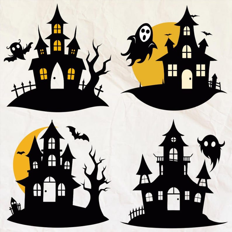 Haunted House Clipart Set. Ghost House Png and Svg for Posters ...