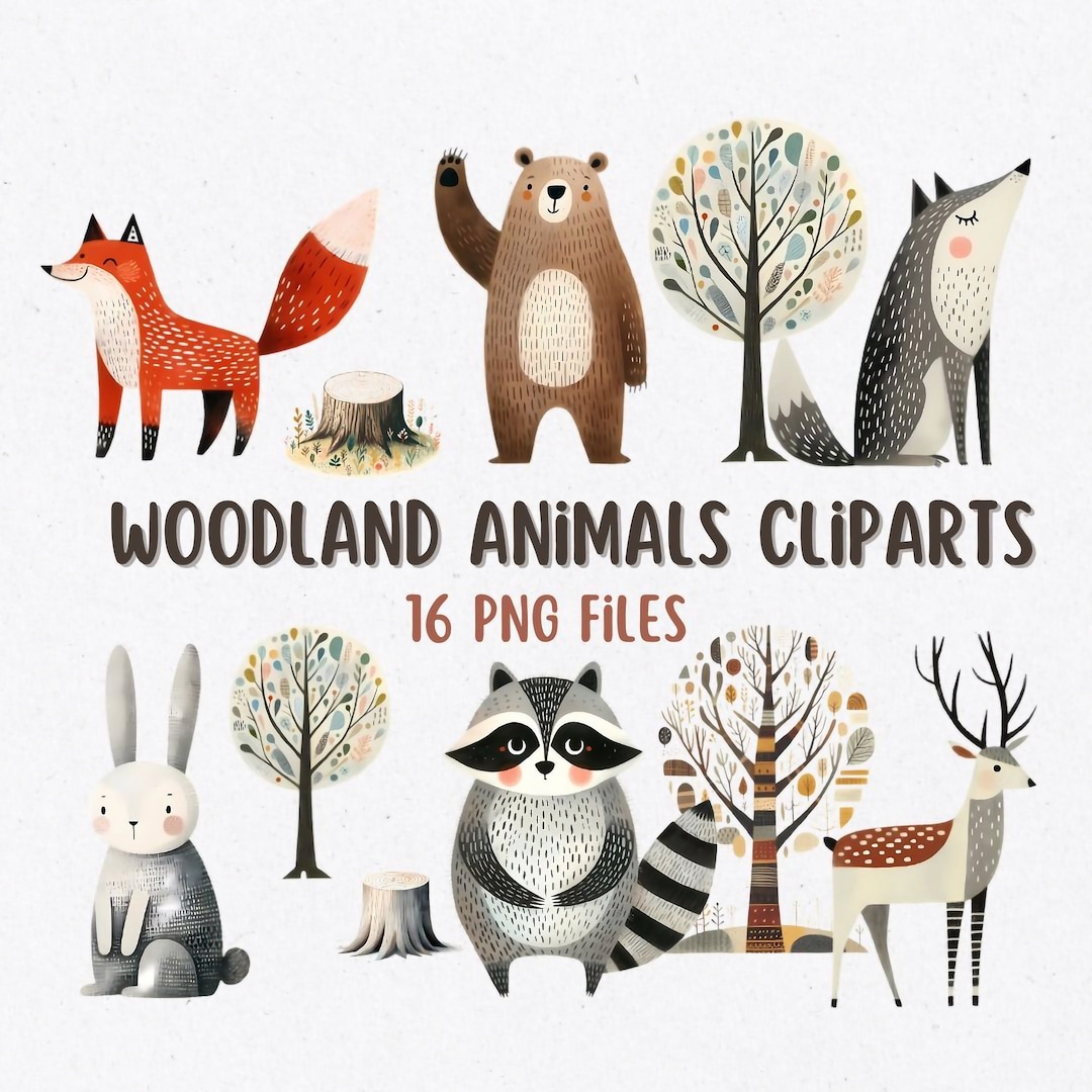 Woodland Animals Clipart Bundle,cute Woodland Animals,watercolor ...