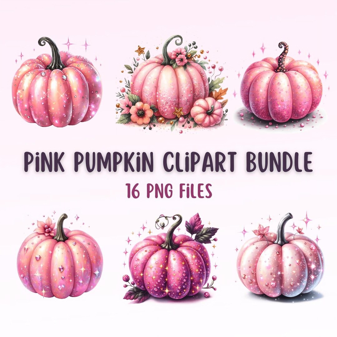 Pink Pumpkin Clipart Bundle. Pumpkin Png, Trendy Fall Design for Poster ...