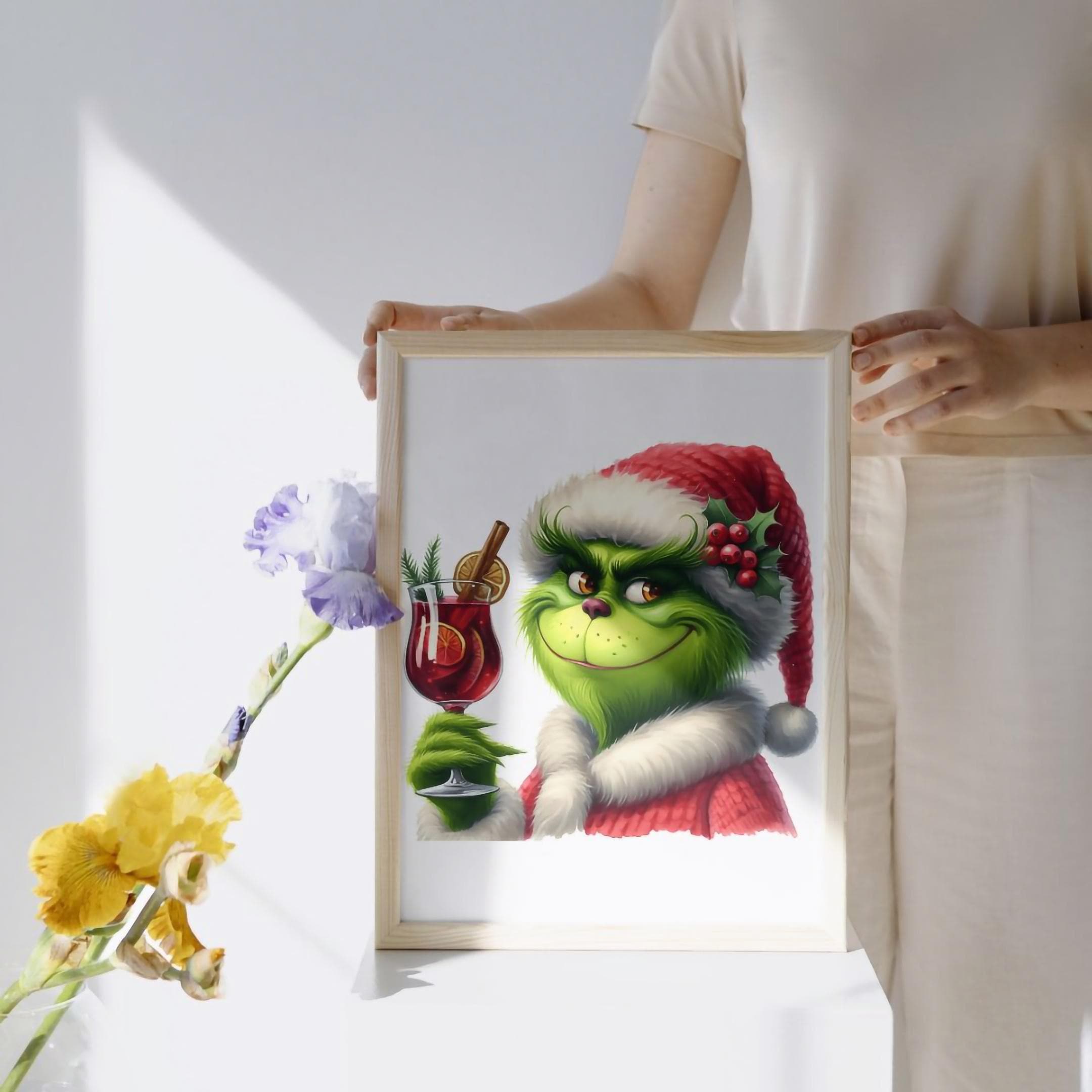 Clipart Set Grinch With Mulled Wine. Grinch Clipart,grinch Png to ...