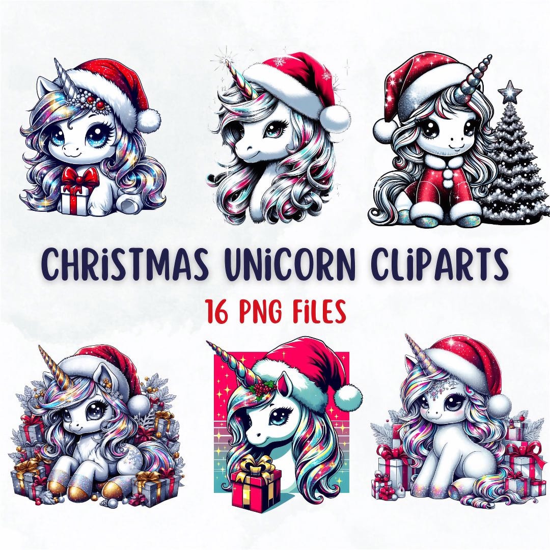 Christmas Unicorn Clipart Bundle. Winter Unicorn,unicorn Png to Create ...