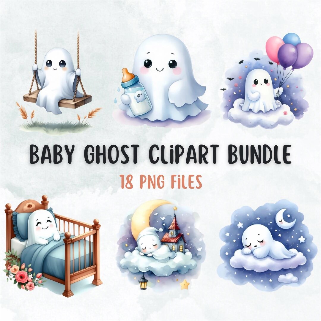 Clipart Bundle Baby Ghost. Cute Ghost Png to Create Posters,sublimation ...