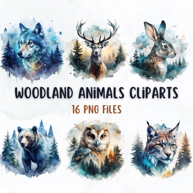 Woodland Animals Clipart Bundle. Png Woodland Animals to Create Posters ...