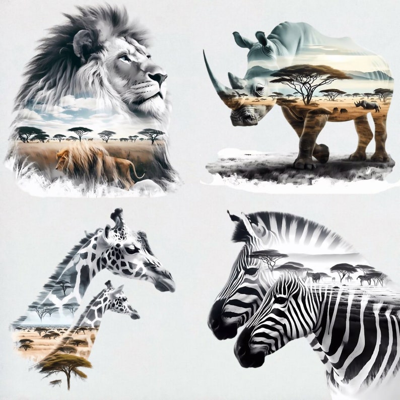 Safari Animals Clipart Bundle,africa Animals Clipart Set,wild Animals ...