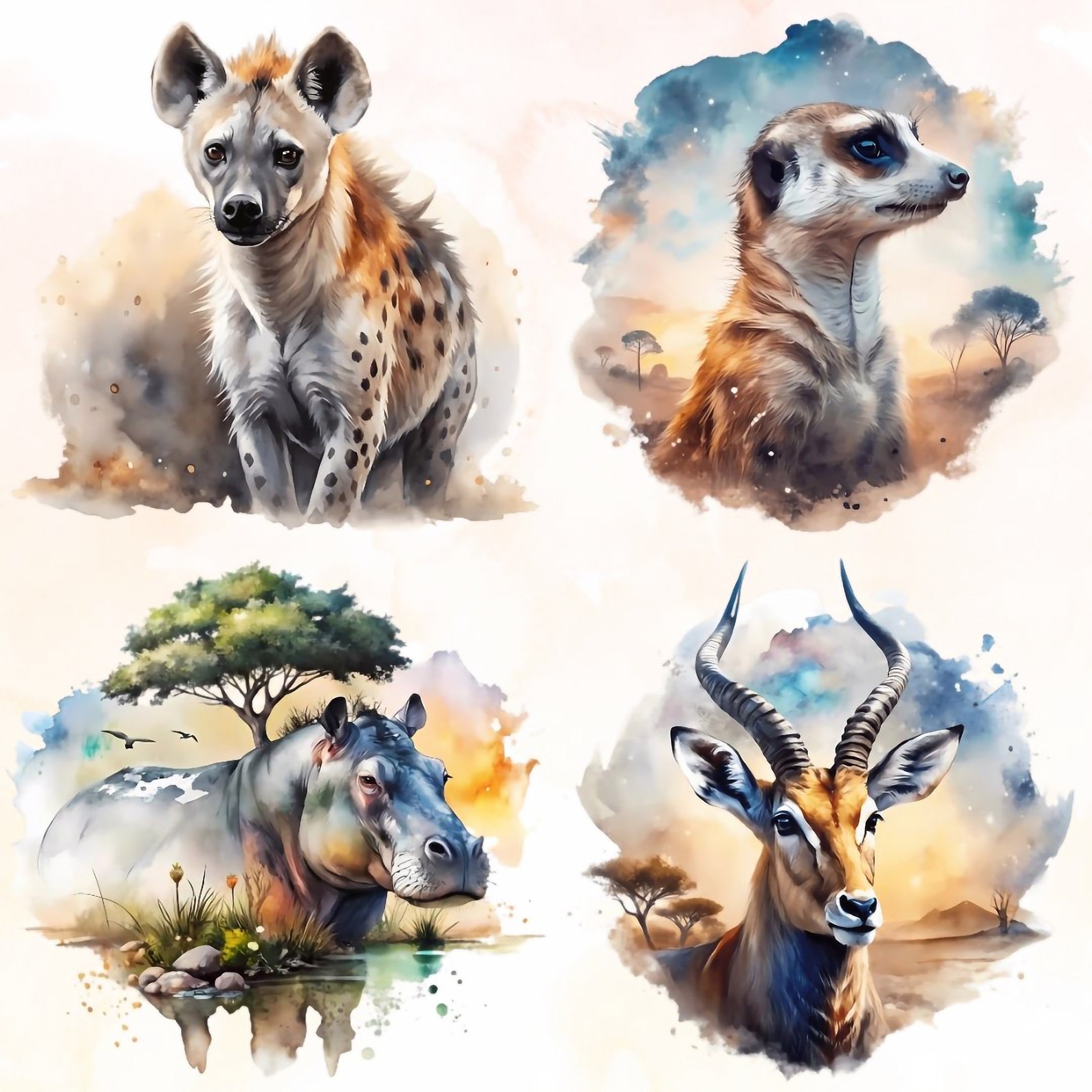 Safari Animals Clipart Bundle.african Animals Png to Create Posters ...