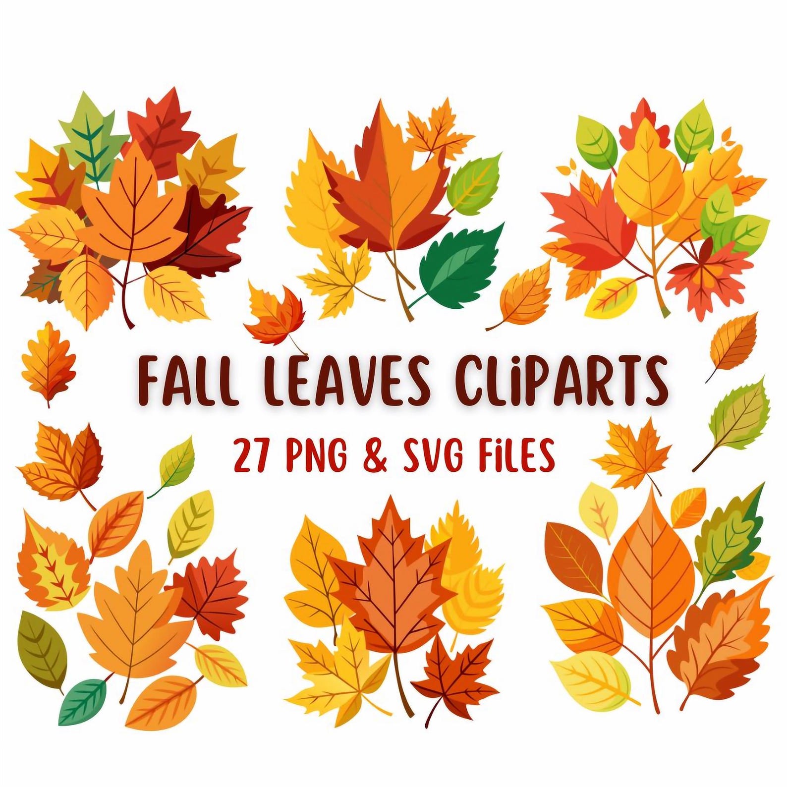 Autumn Leaves Clipart Bundle.autumn Leaves Svg and Png for Making ...