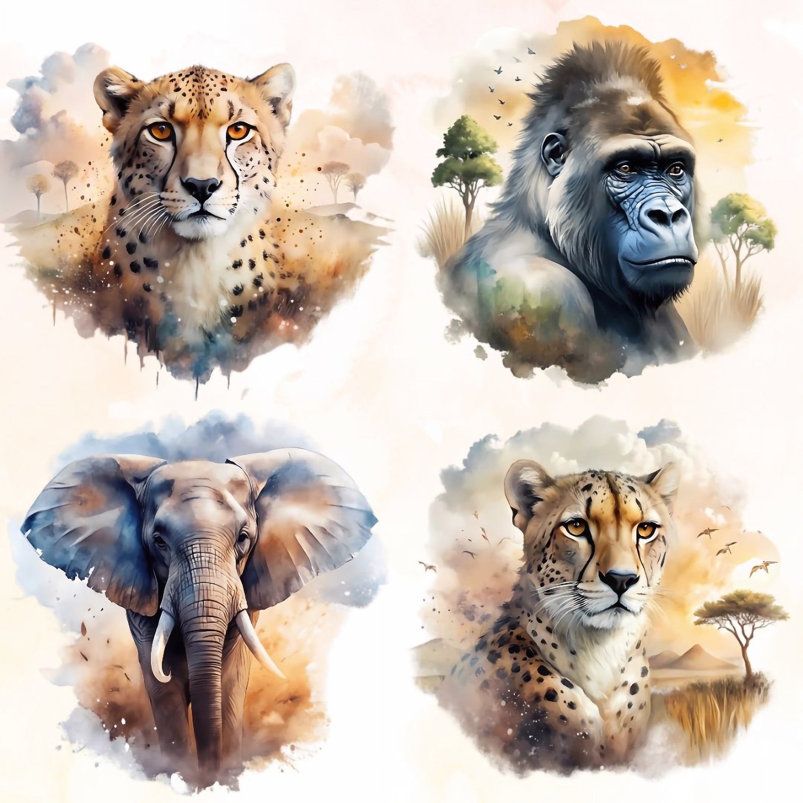Safari Animals Clipart Bundle.african Animals Png to Create Posters ...