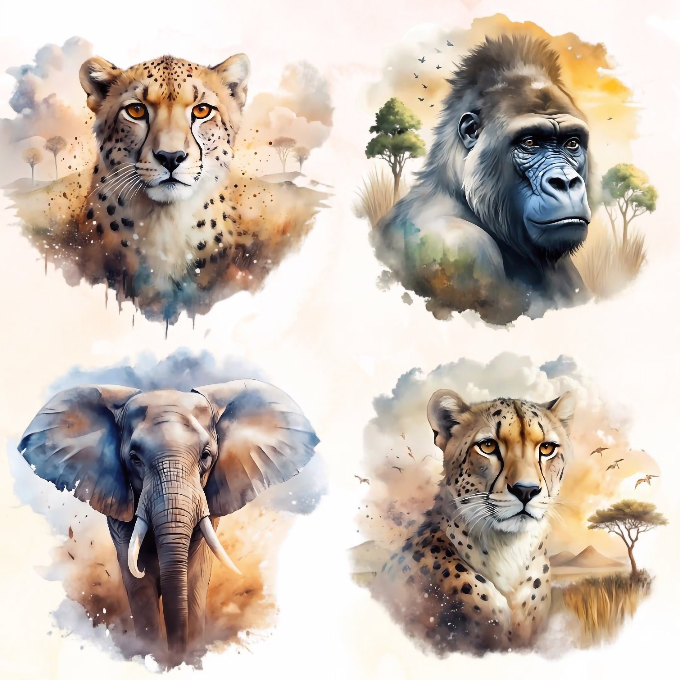 Safari Animals Clipart Bundle.african Animals Png to Create Posters ...