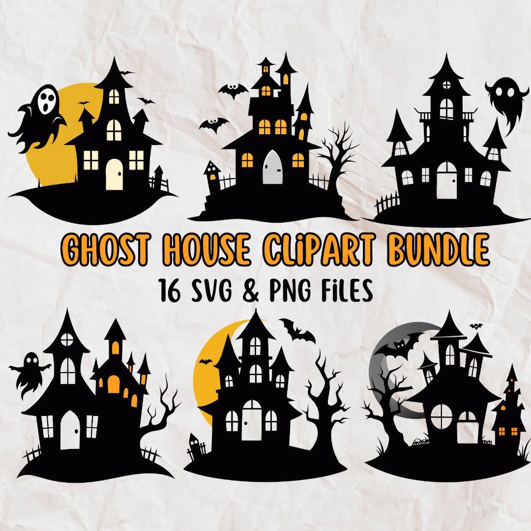 Haunted House Clipart Set. Ghost House Png and Svg for Posters ...