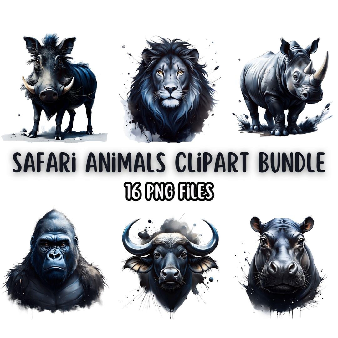 Set of Clipart Animals Safari, African Animals, Safari Png for Creating ...