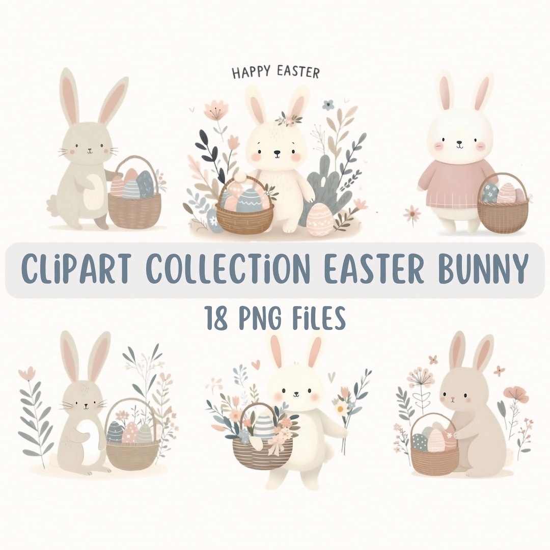 Easter Bunny Clipart Collection, Easter Clipart, Digital Bunny Images ...