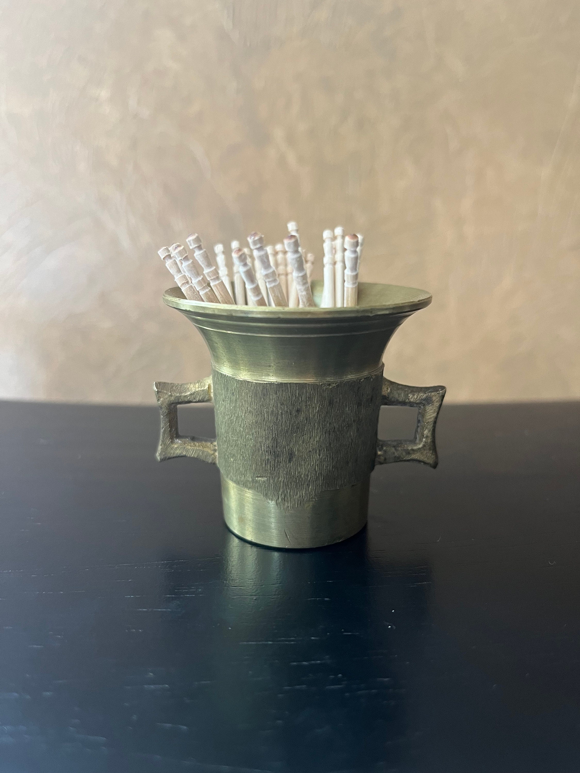 Brass Cup/ Matchstick Holder/ Toothpick Container - Etsy