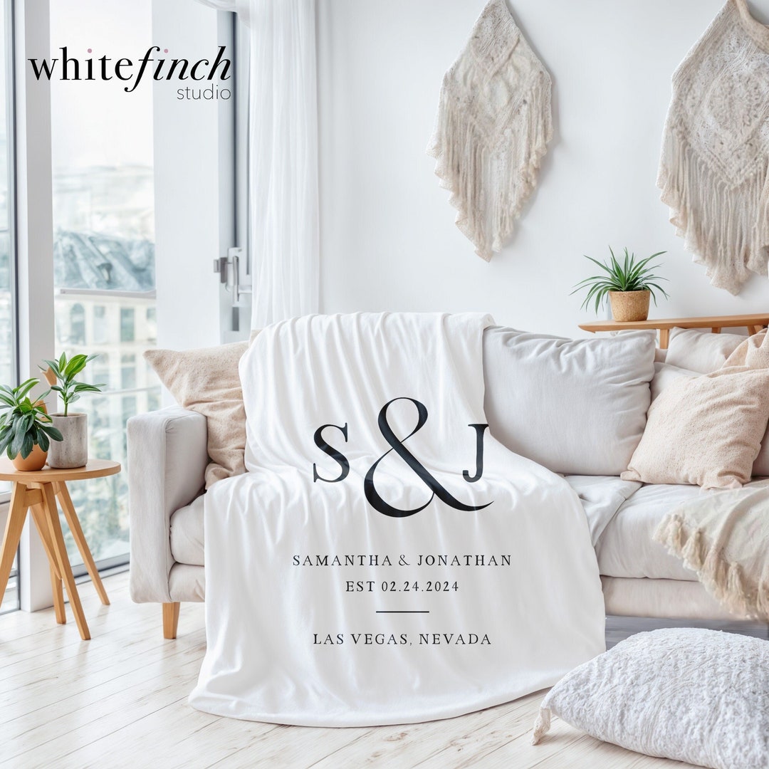 Wedding Monogram Personalized Blanket, Couple Personalized Blanket ...