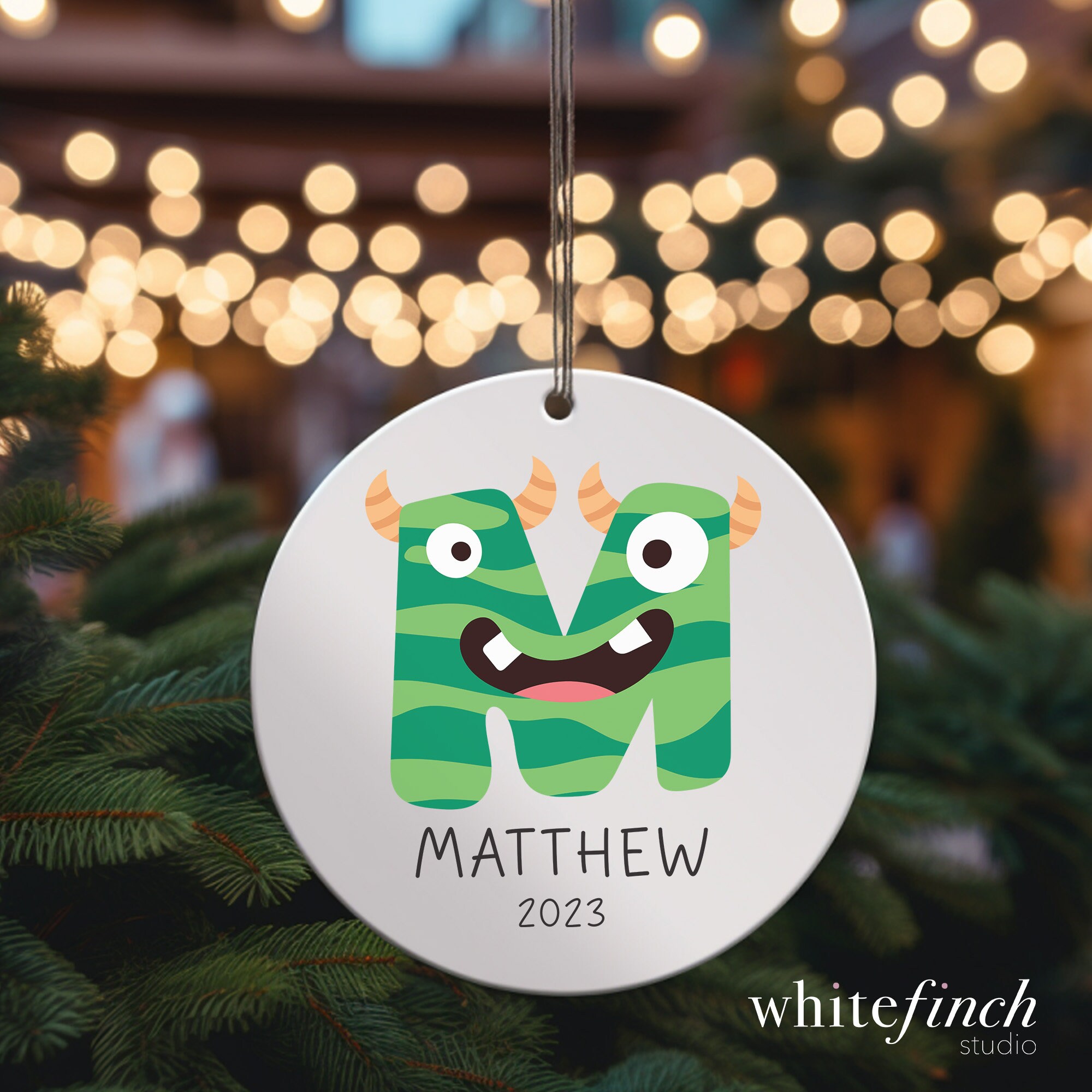 Kids Letter Hanging Ornament, Fun Monogram Ornament, Kids Name Ornament ...