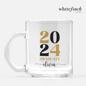 Personalized Graduation Year Mug, Graduate Name Glass Mug, College ...