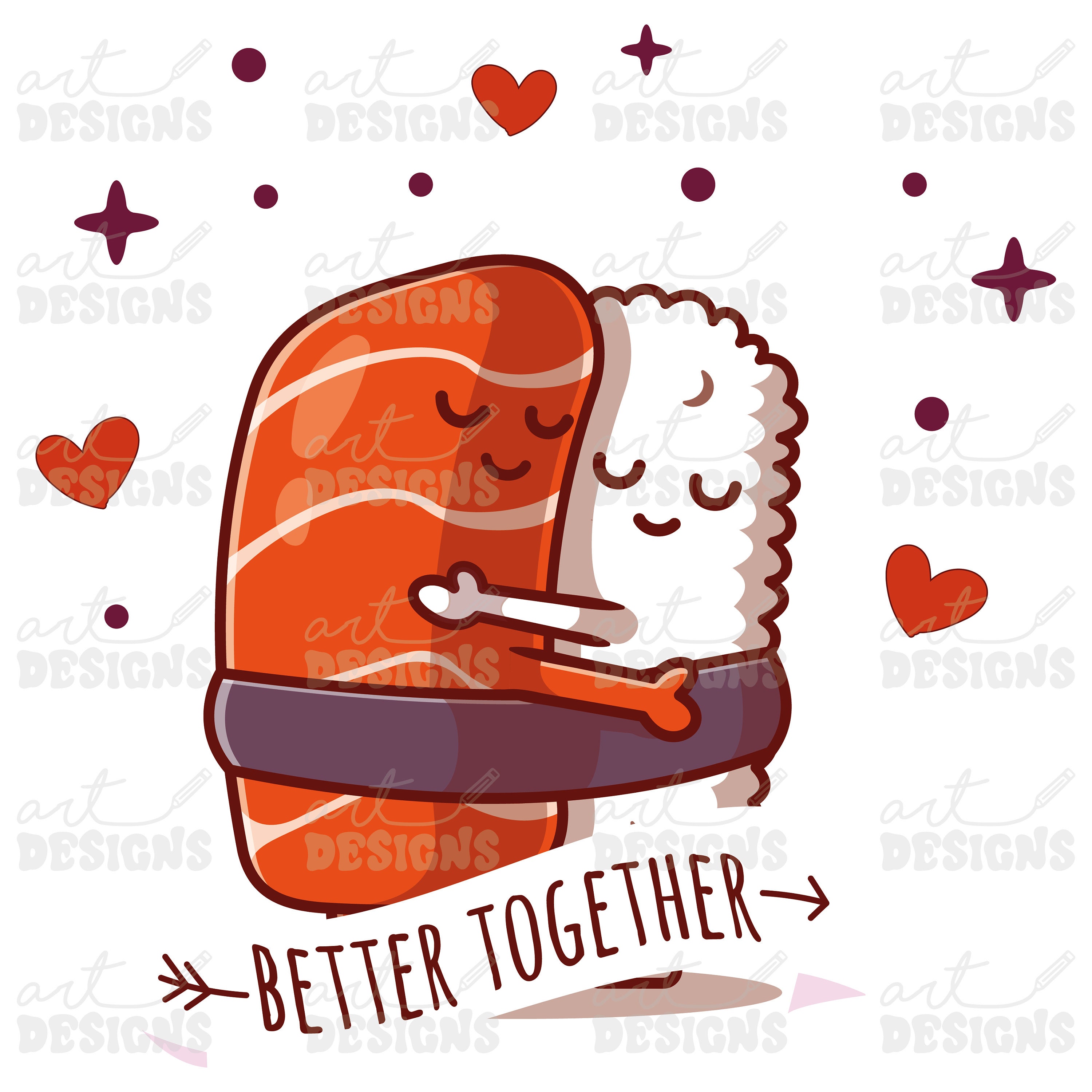 Funny Sushi Valentine's Day Clipart, Better Together Sushi Lover Png ...