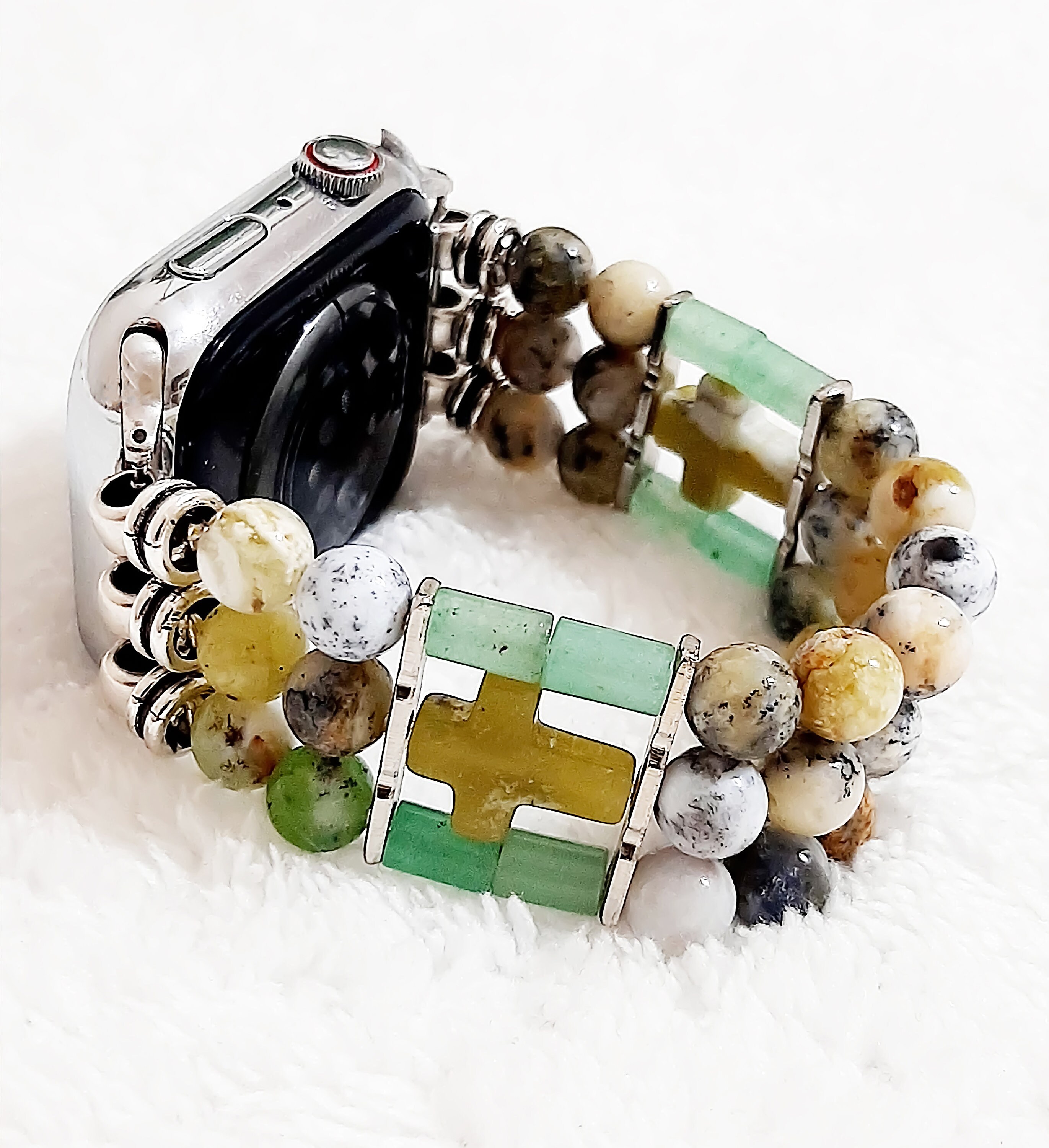 Aventurine Opal Jade Apple Watch Band: Natural Stone Iwatch Strap - Etsy