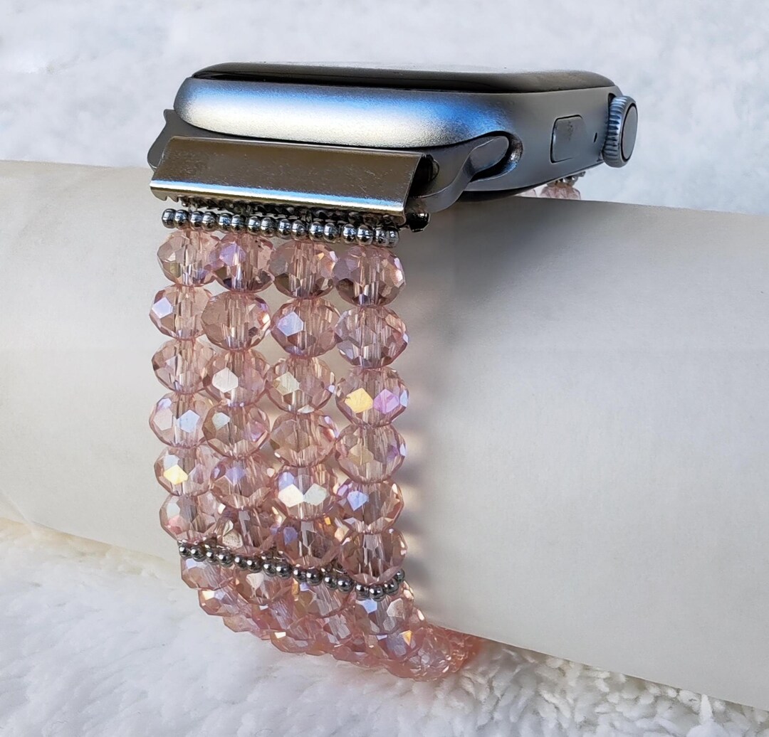 Pink Crystal Apple Watch Band: Handmade Gemstone Jewelry Strap - Etsy