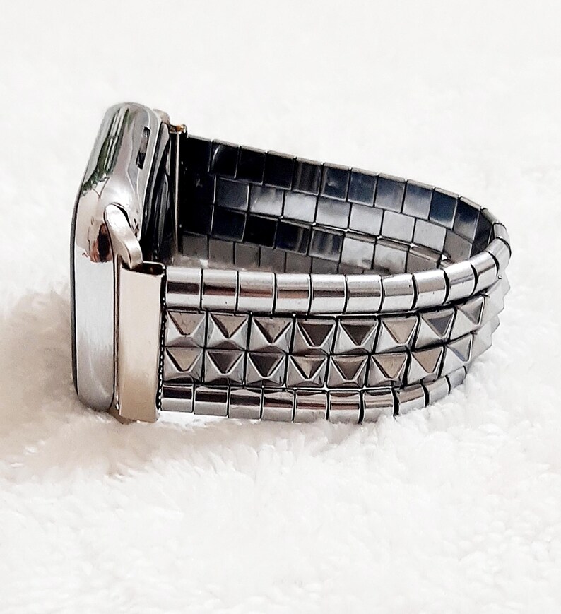 Silver Hematite Apple Watch Band: Natural Stone Strap - Etsy