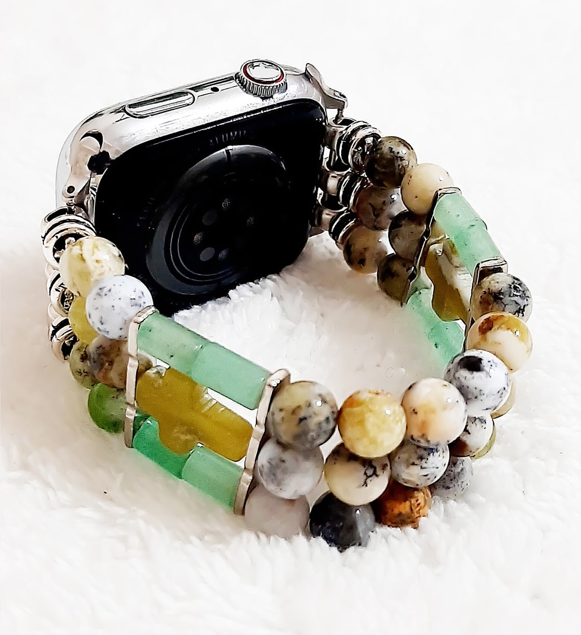 Aventurine Opal Jade Apple Watch Band: Natural Stone Iwatch Strap - Etsy
