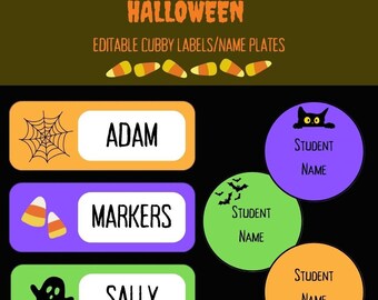 Candy Corn Name Tags Editable Halloween Cubby Labels, Door Display ...