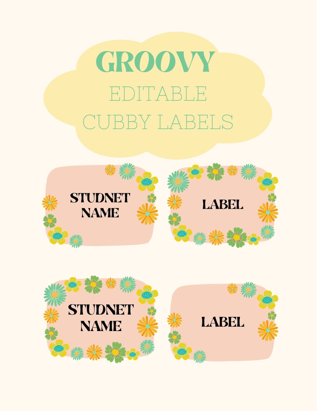 Groovy Classroom Cubby Labels/organizing Labels - Etsy