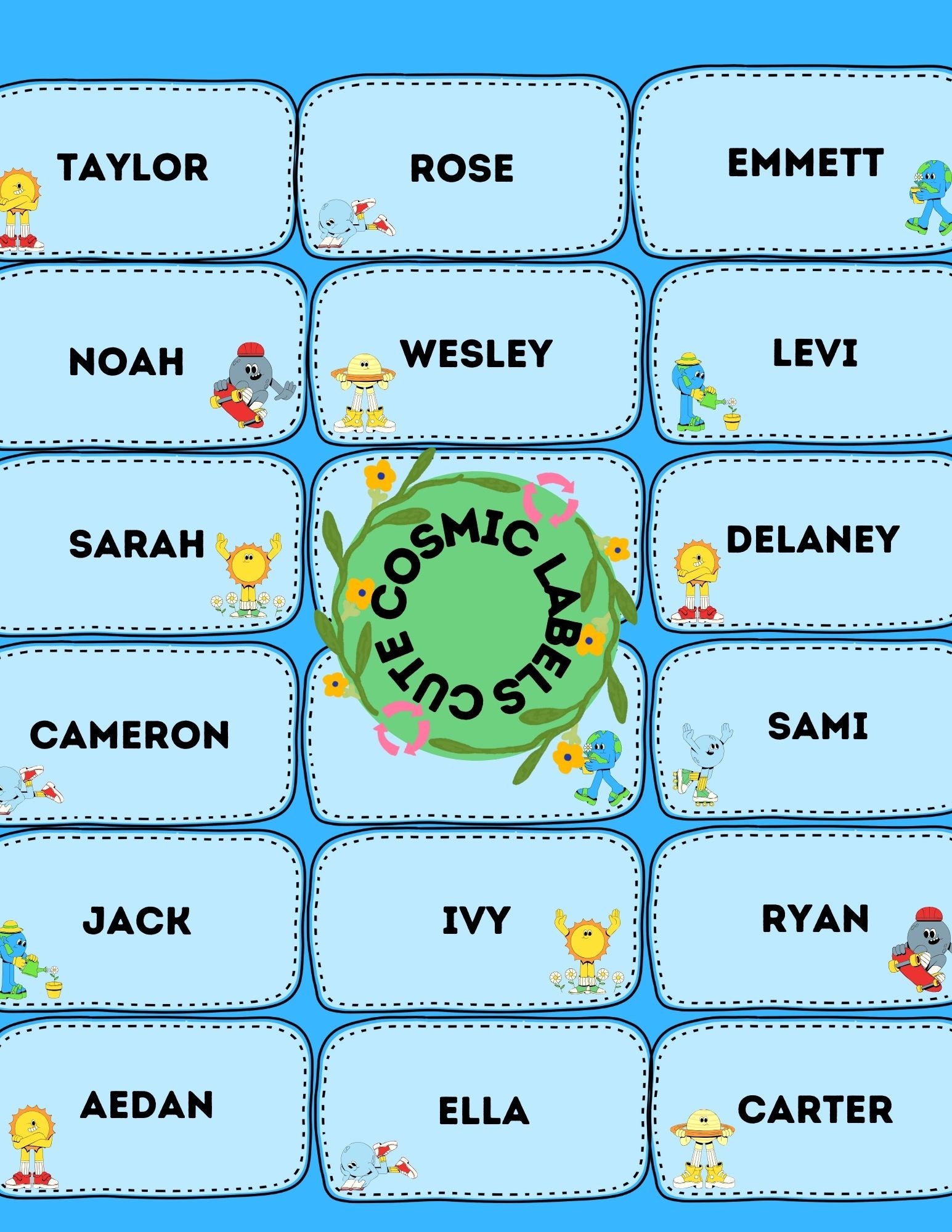 Cute Cosmic Editable Printable Cubby Labels - Etsy