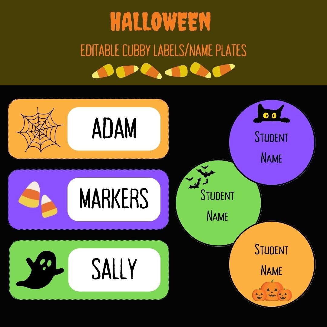 Cute Halloween Editable Cubby Labels - Etsy