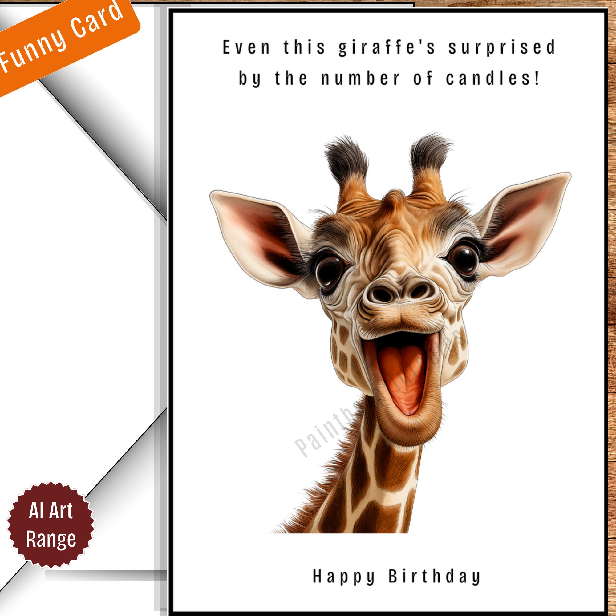 5x7"giraffe Surprised at Your Age!’|happy Birthday |printable Birthday ...