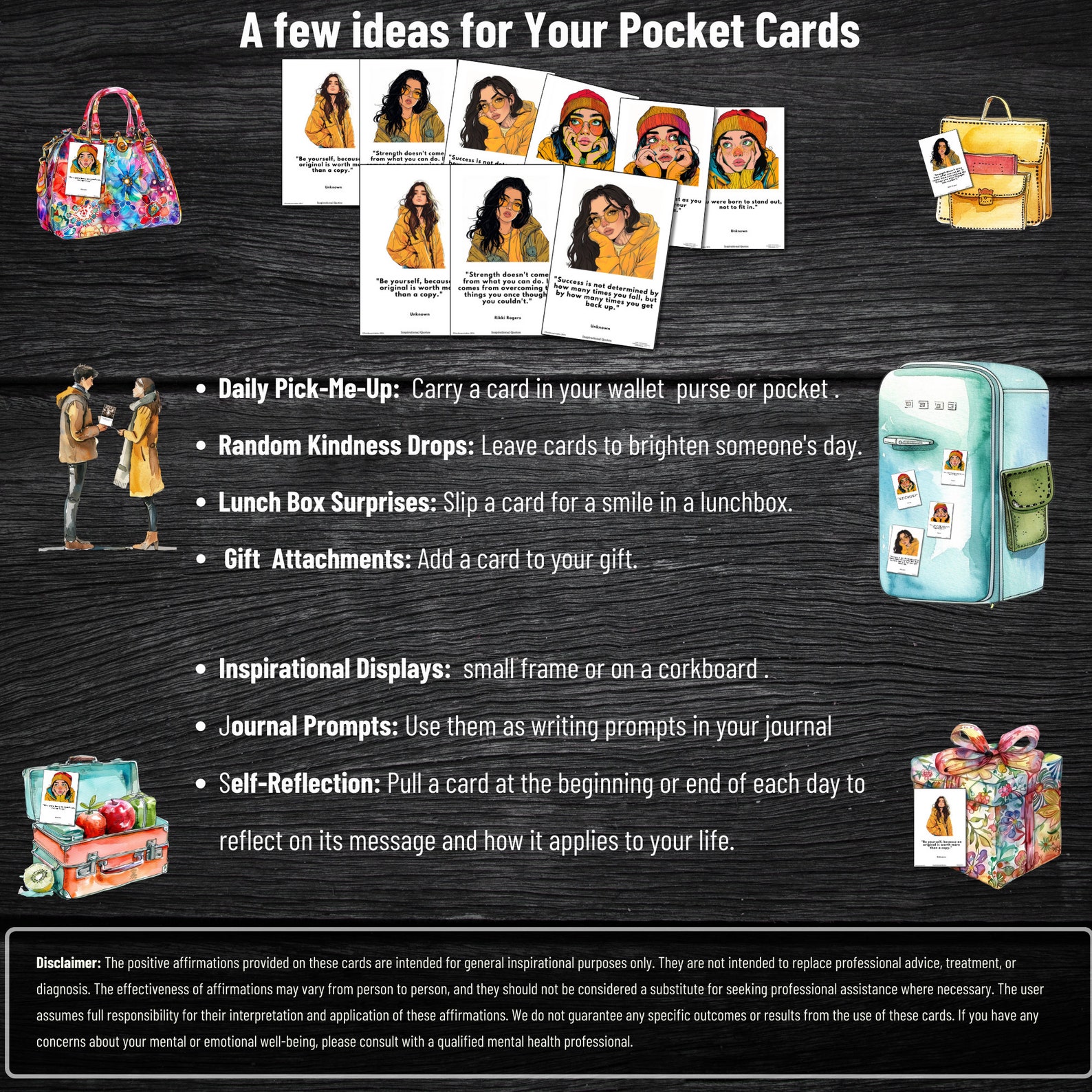 Womens Positivity Cards - ‘the Girl in the Yellow Hoodie’ - 12 Pocket ...